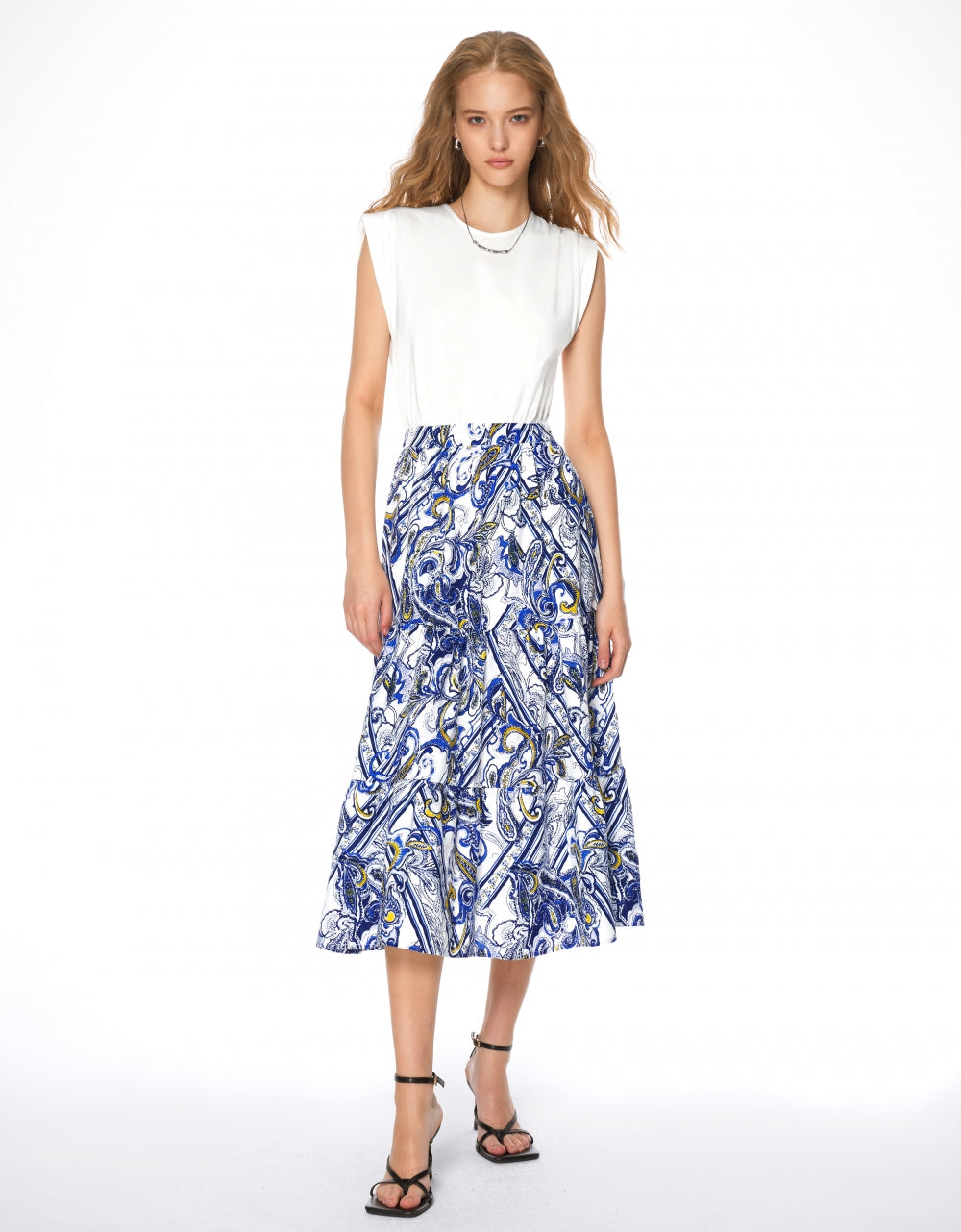 Contrast Bodice Printed Bottom Dress – SaturdayClub Singapore